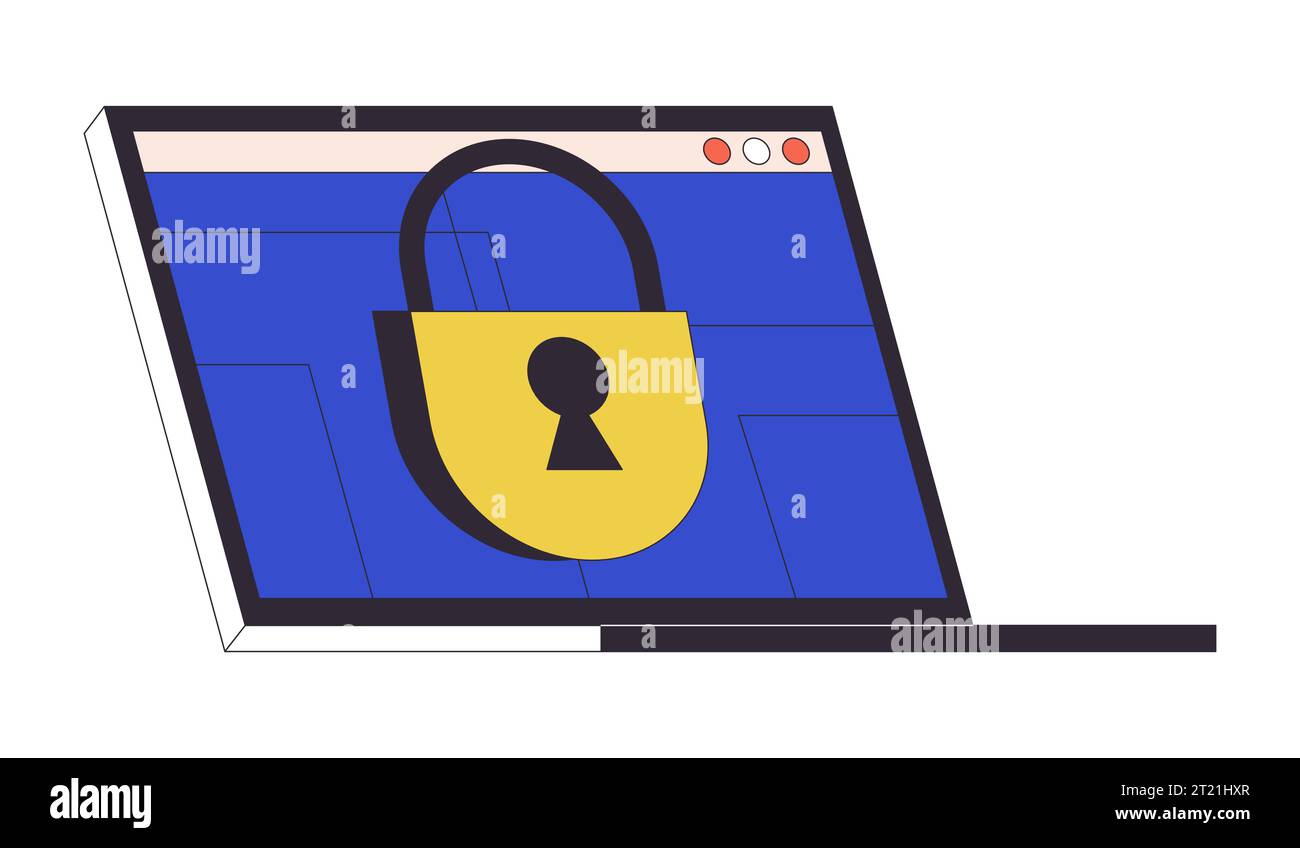 Closed access on laptop screen flat line concept vector spot ...