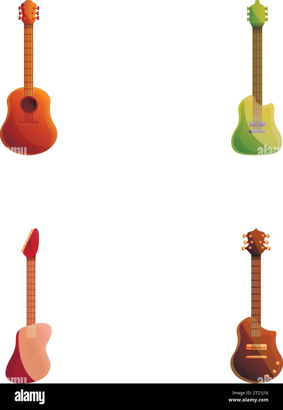 Guitar icons set cartoon vector. Classical and electric guitar. String ...
