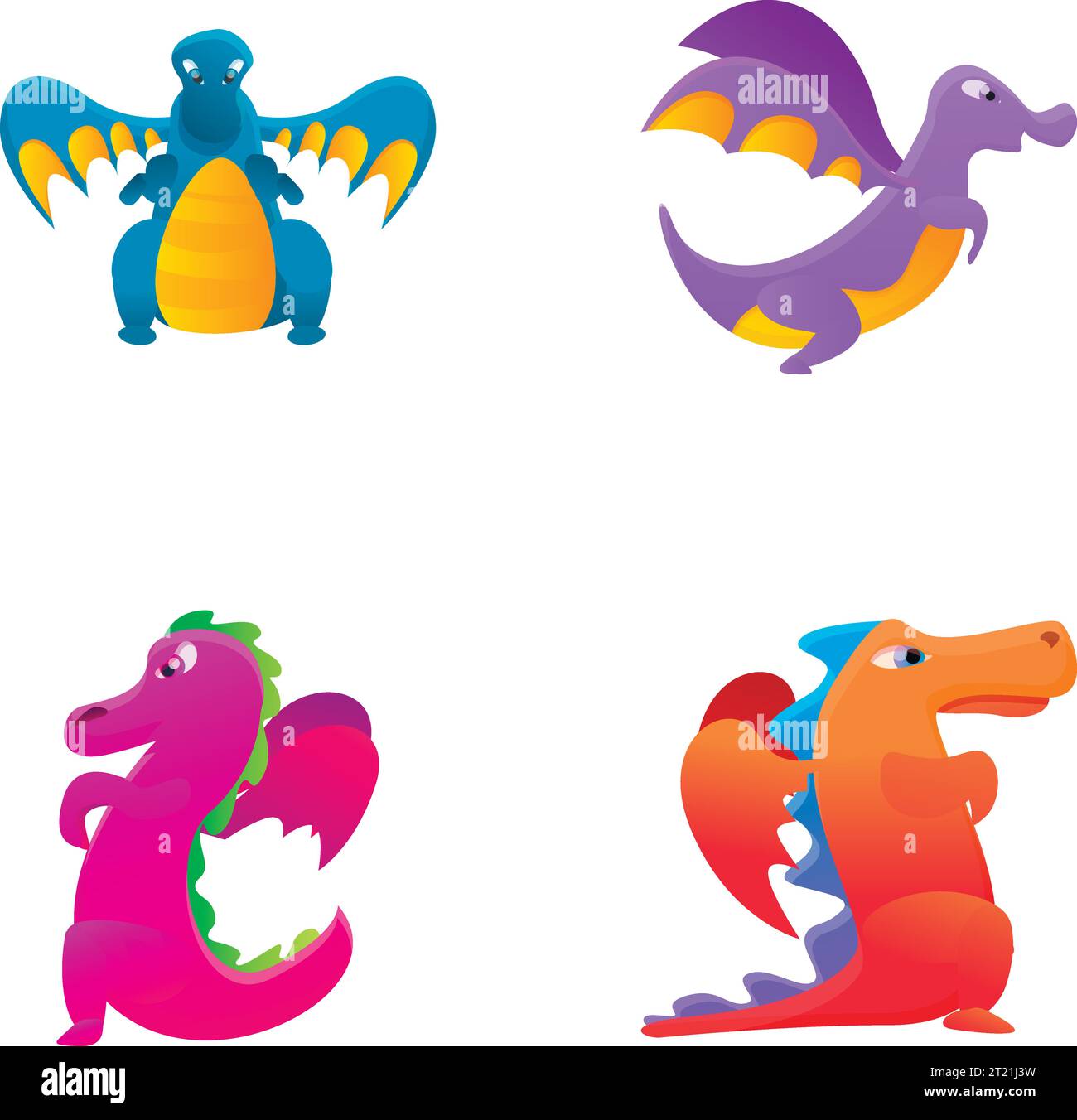 Baby dragon icons set cartoon vector. Colorful little dragon. Cartoon ...