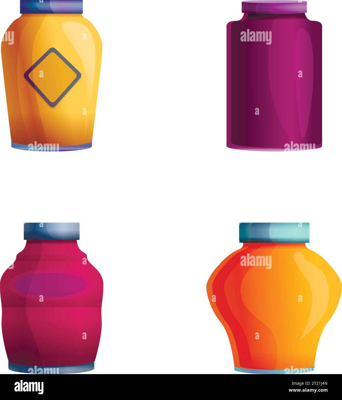 Fruit jam icons set cartoon vector. Homemade fruit jam. Canned food ...