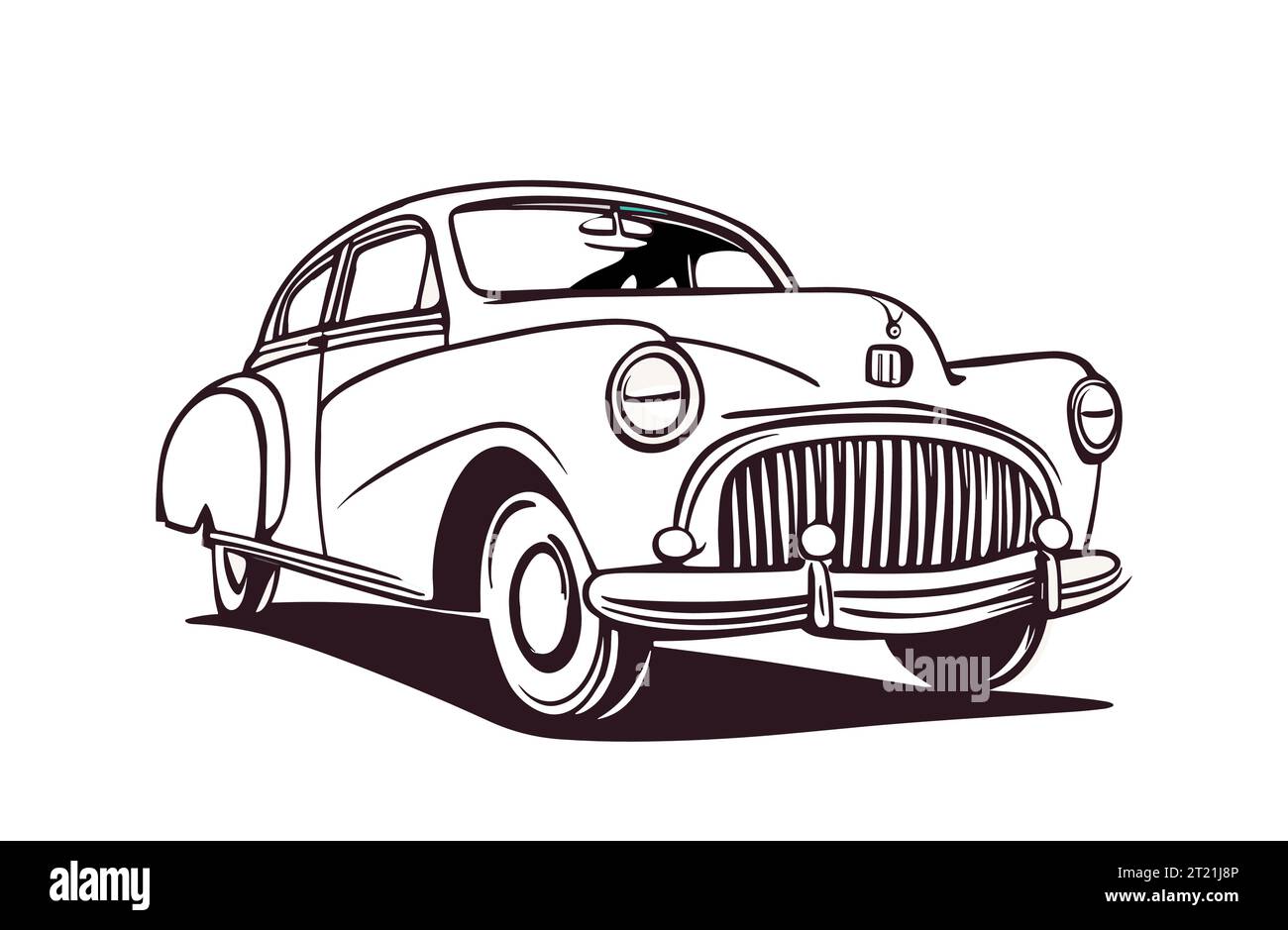 Stylish abstract retro car vector line art drawing Stock Vector Image ...