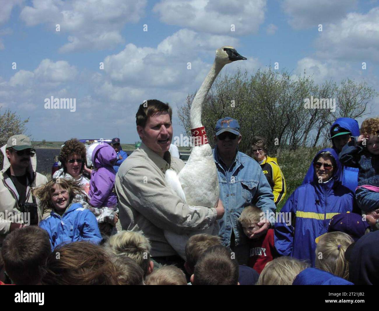 Iowa Department of Natural Resources employee Dave Hoffman holding a ...