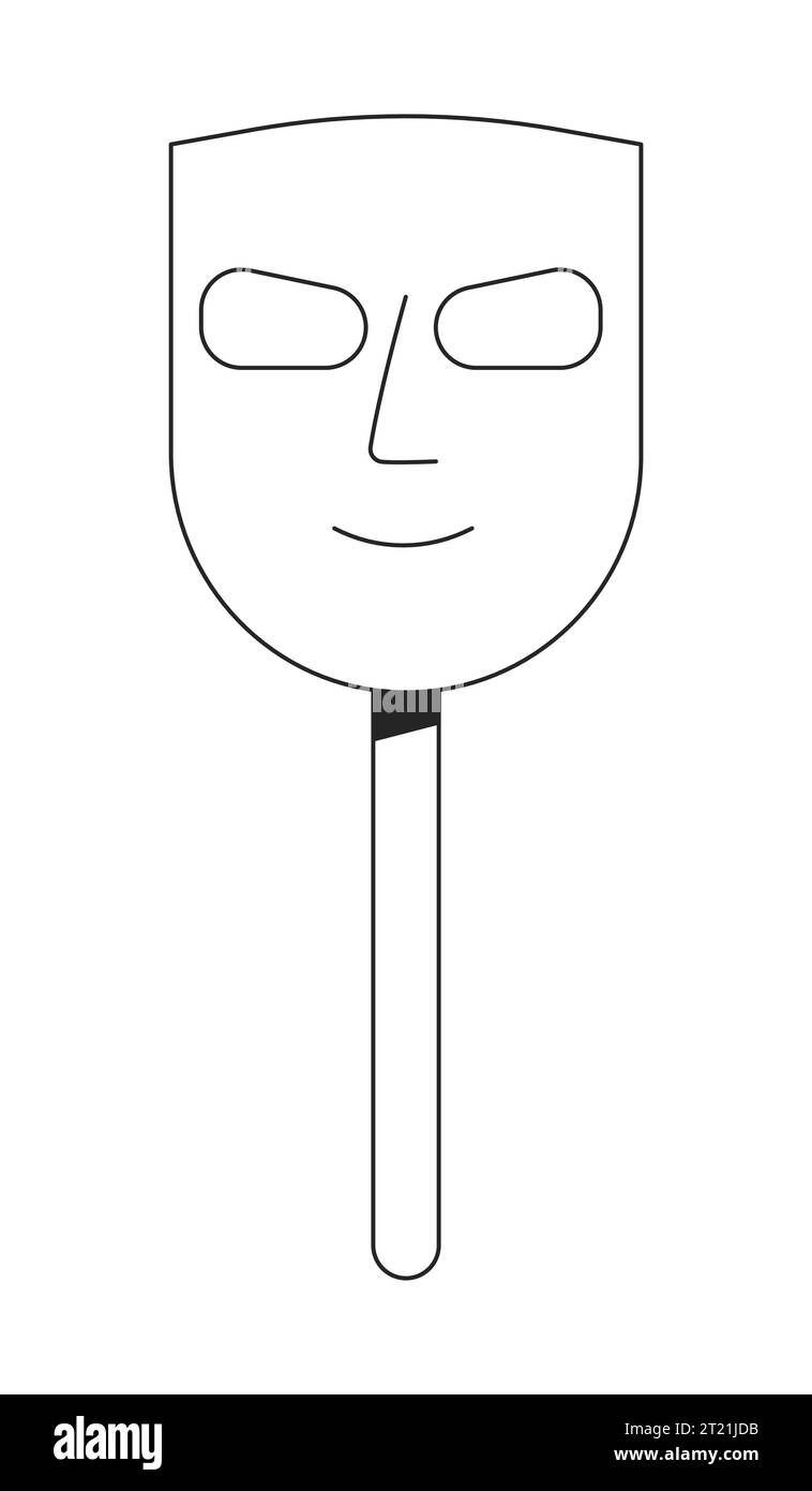 Anonymous Mask On Stick Gloats Flat Monochrome Isolated Vector Object Stock Vector Image And Art