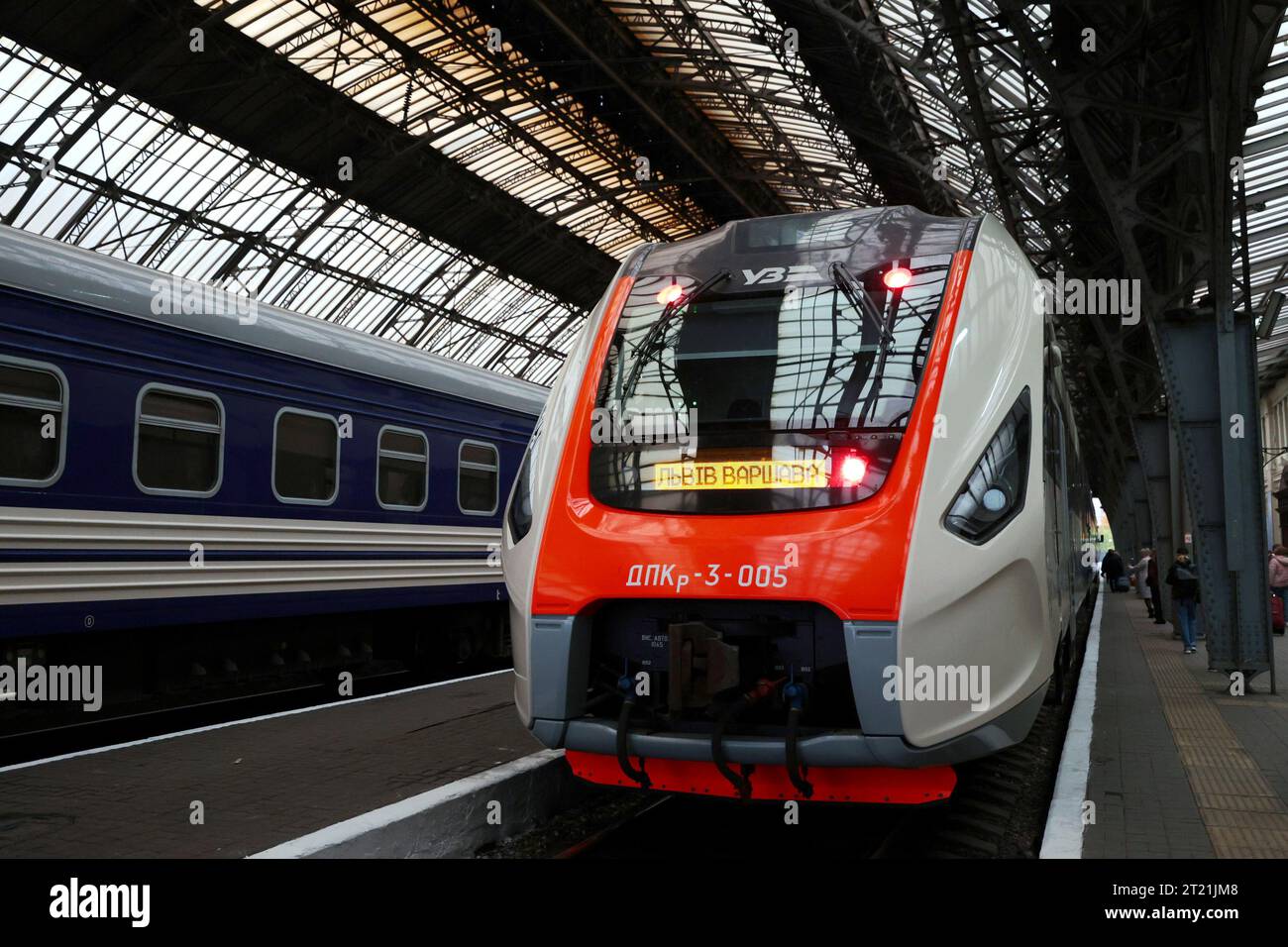 LVIV, UKRAINE - OCTOBER 15, 2023 - A modern diesel train manufactured ...