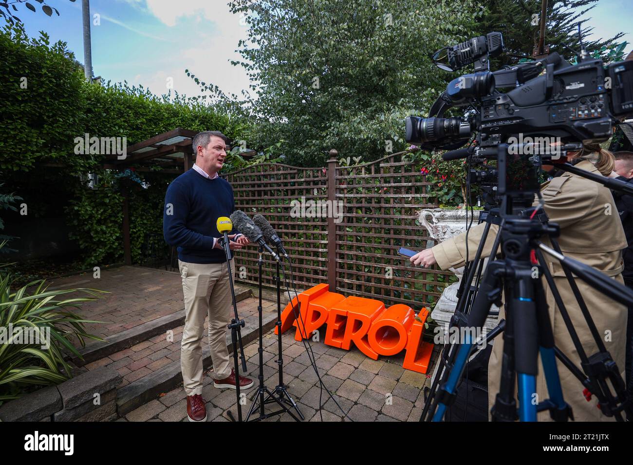 Sinn Fein spokes person John Finucane MP giving reaction to DUP leader ...
