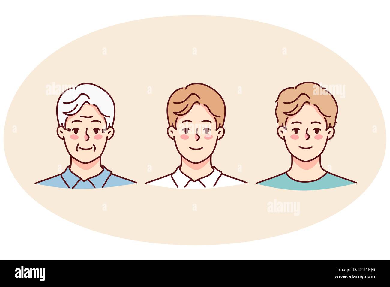 Set of man aging. Collection of teen guy, grownup male and mature ...
