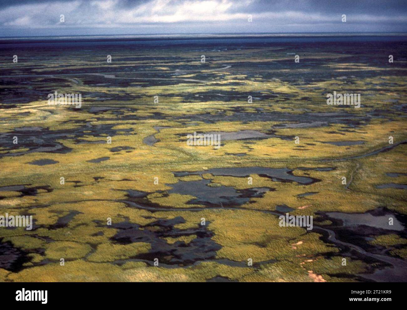 A scenic aerial view of the Yukon Delta National Wildlife Refuge ...