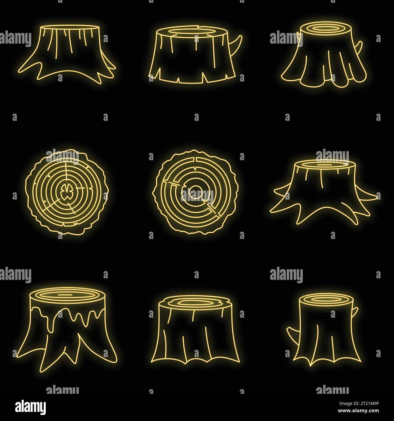 Stumps tree log wood icons set. Outline illustration of 16 stumps tree log wood vector icons ...