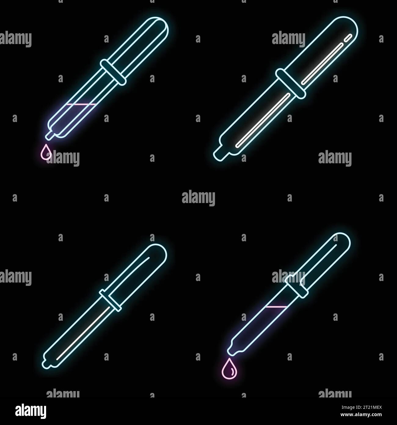 Pipette medical dropper tool icons set. Outline illustration of 4 ...