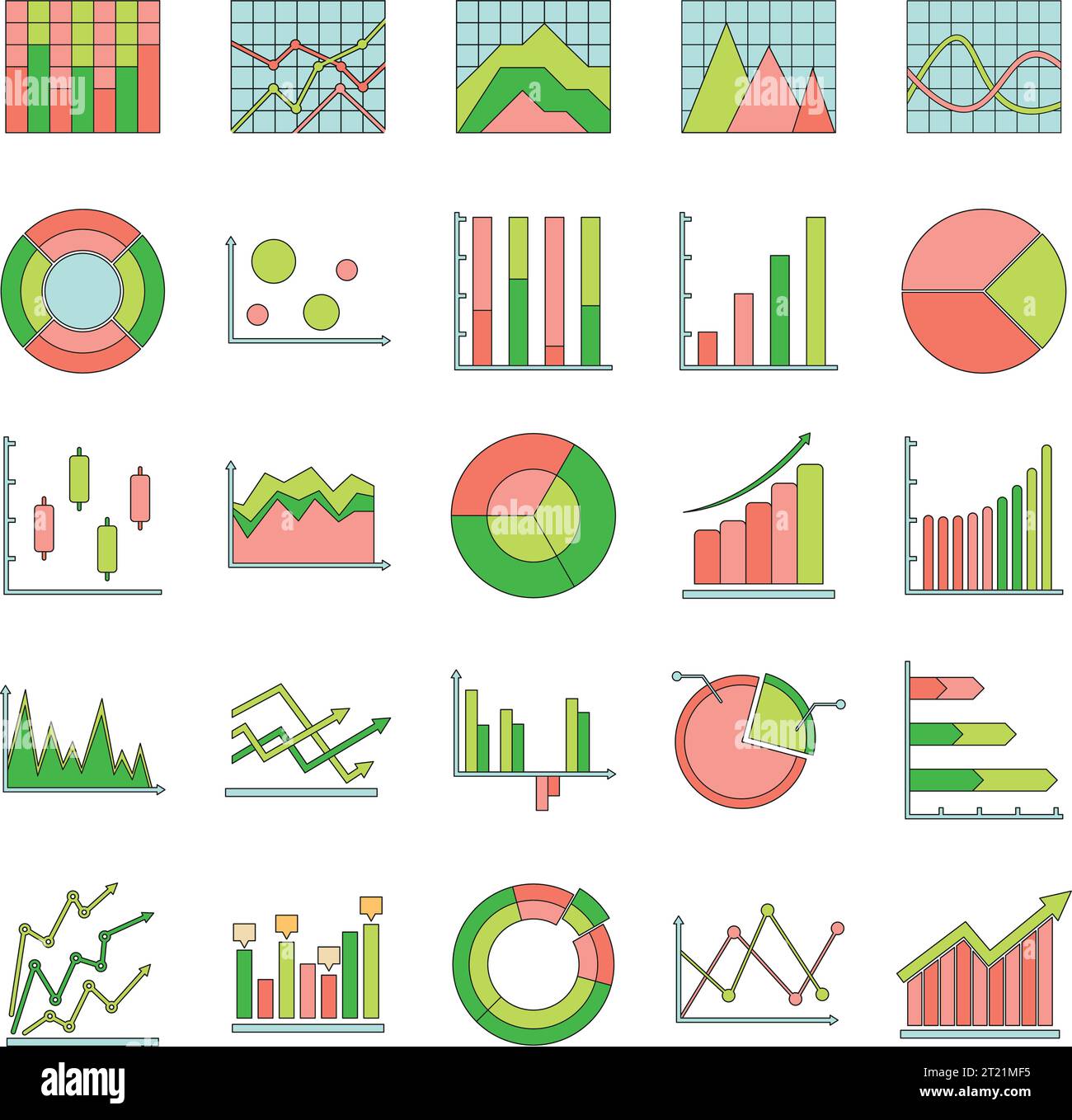 Chart diagram icon set. Outline illustration of 25 chart diagram vector ...