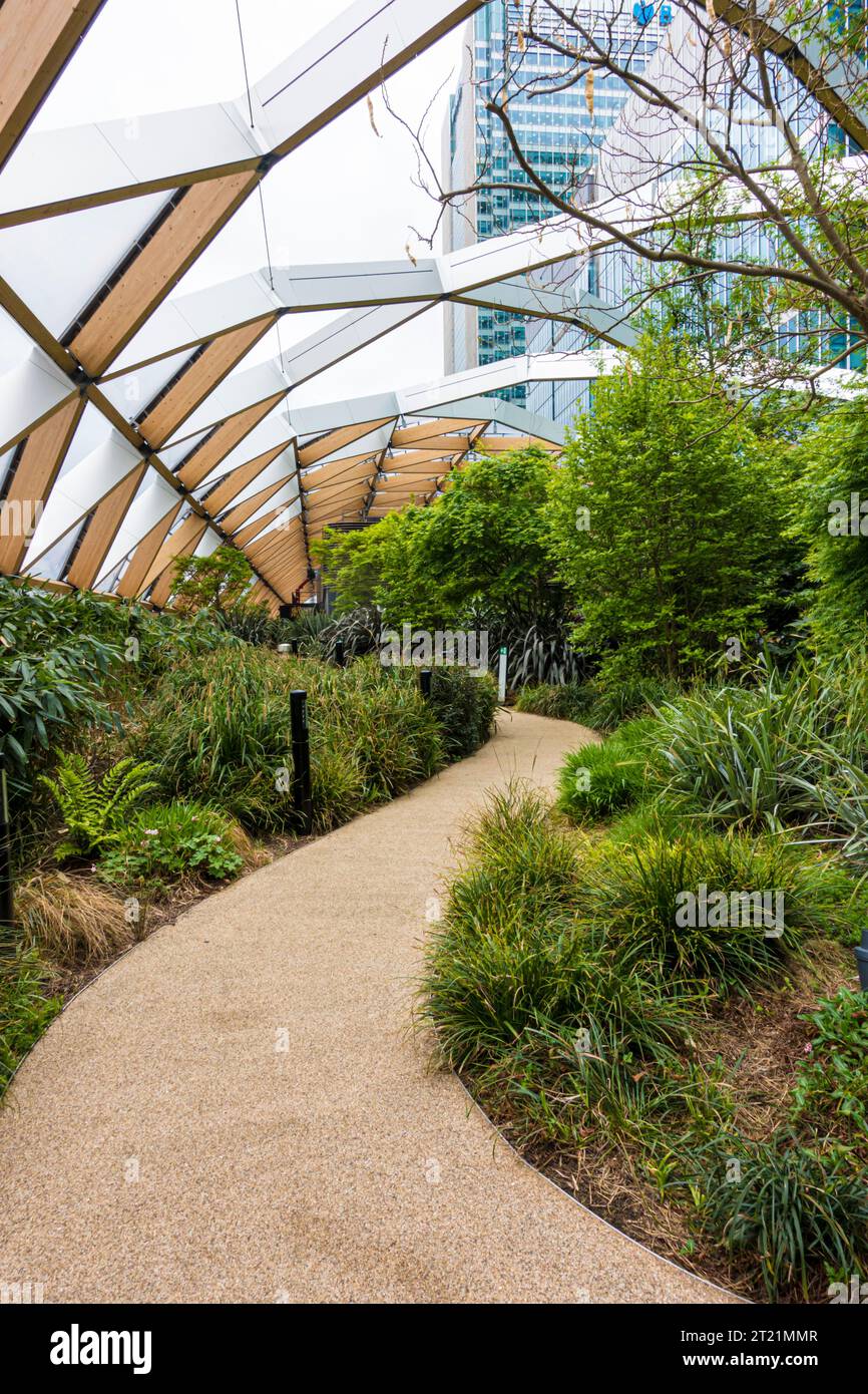 Crossrail Place Roof Garden in Canary Wharf, London Stock Photo - Alamy