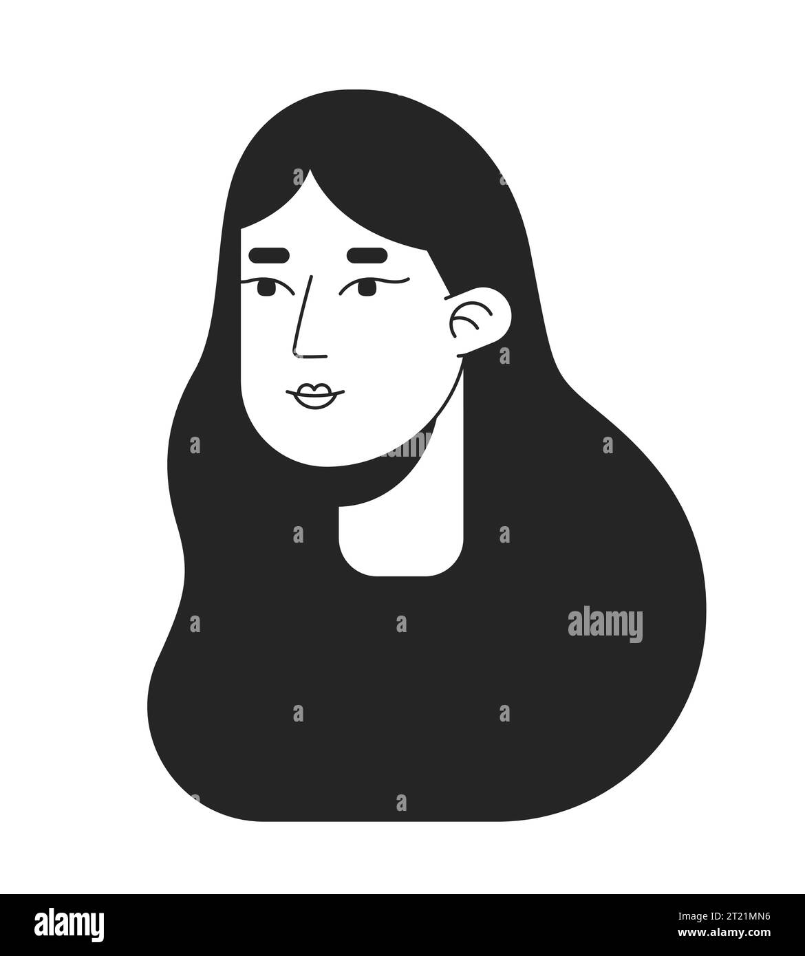 Long haired caucasian woman black and white 2D line cartoon character head Stock Vector Image ...