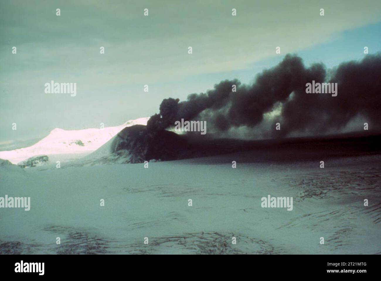 A view of Mt. Veniaminof erupting in the Alaska Peninsula National ...