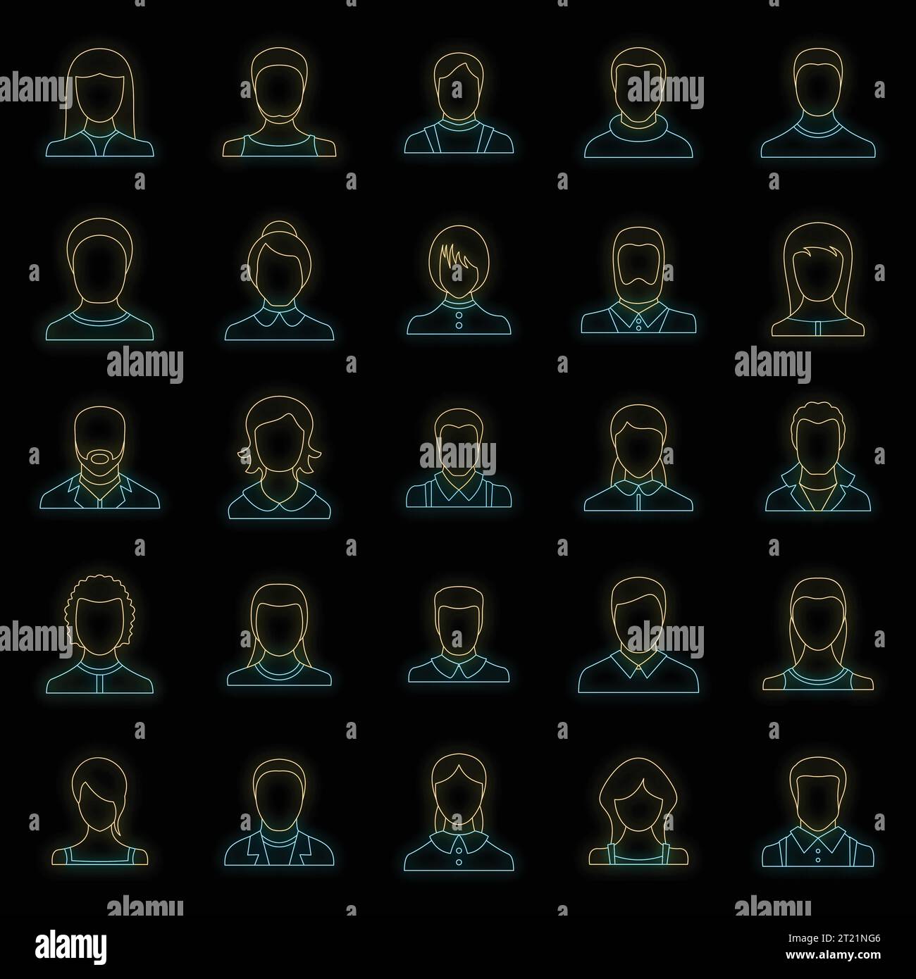 Avatar user icon set. Outline illustration of 25 avatar user vector ...