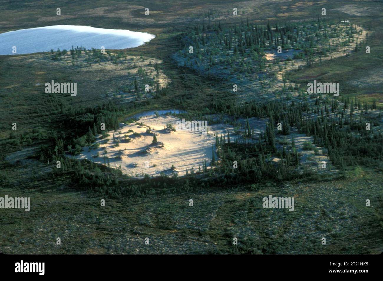 Aerial view of Selawik wetlands and sand dune. Subjects: Scenics ...