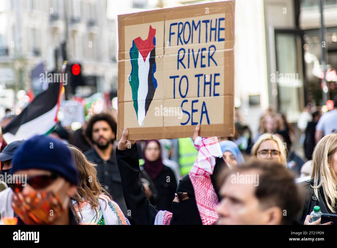People take part in a demonstration in support of Palestine on October ...