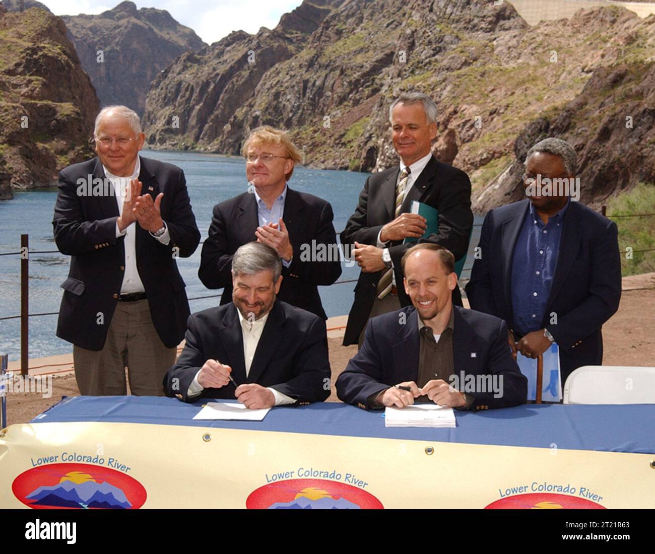 From left to right standing: John Keys, Commissioner of Reclamation ...