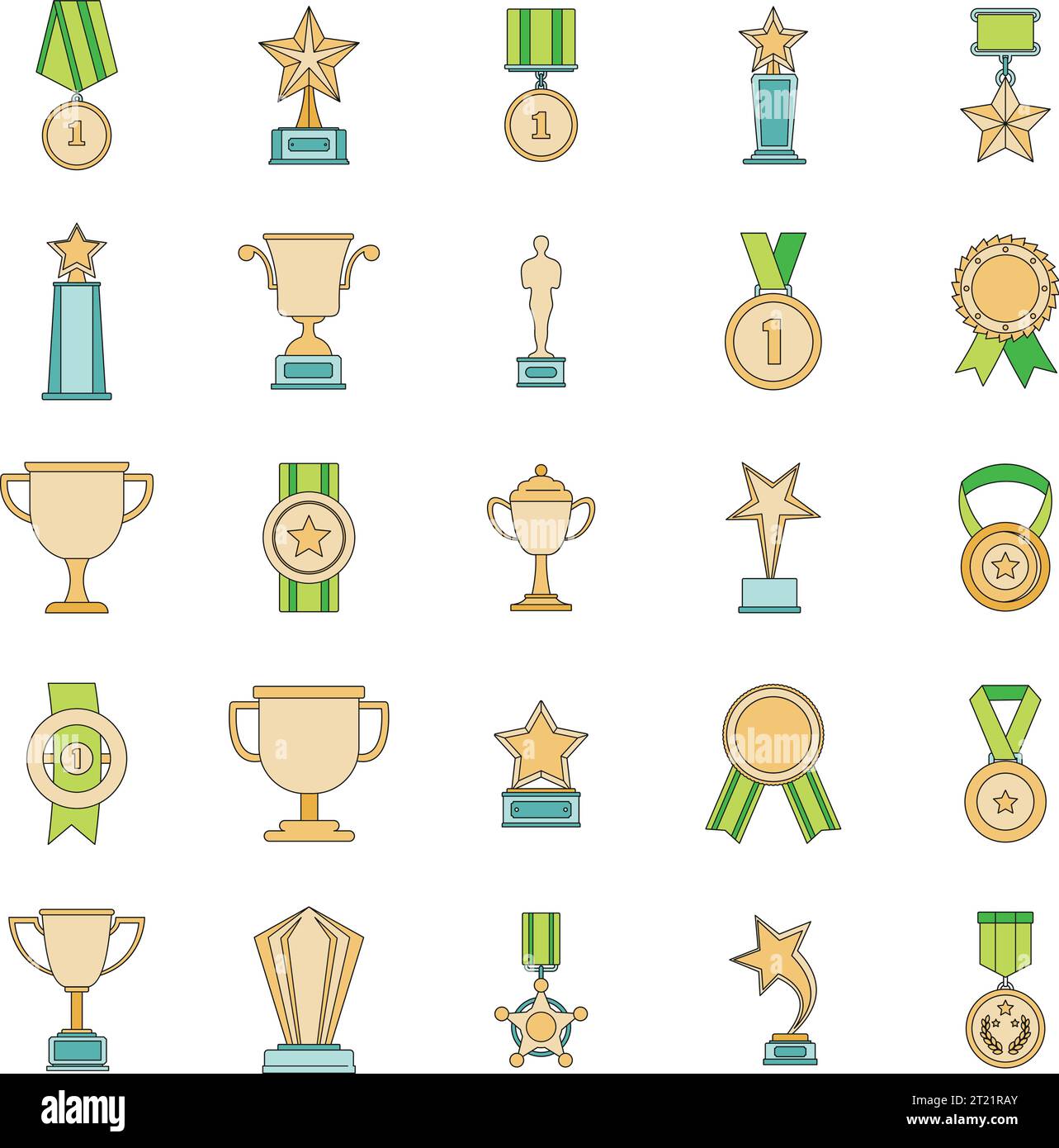 Medal award icon set. Outline illustration of 25 medal award vector ...