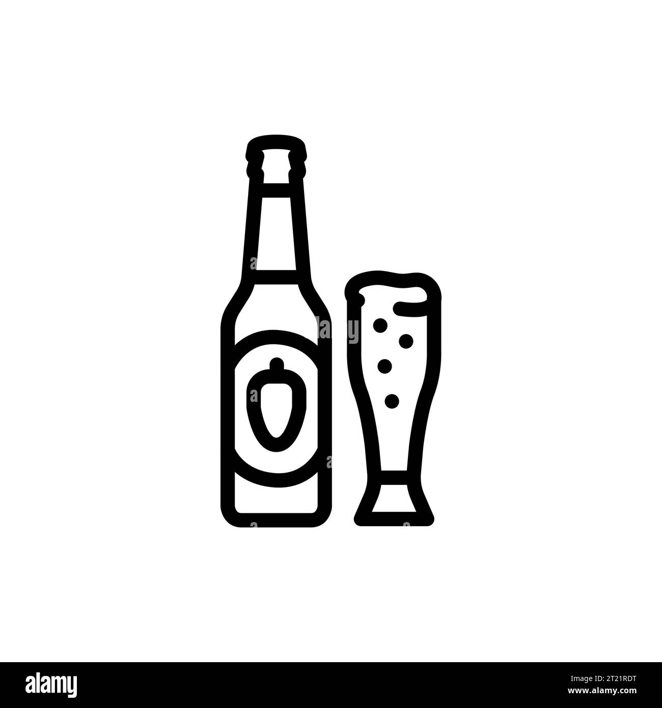 Beer bottle and mug black line icon. Pictogram for web page, mobile app ...