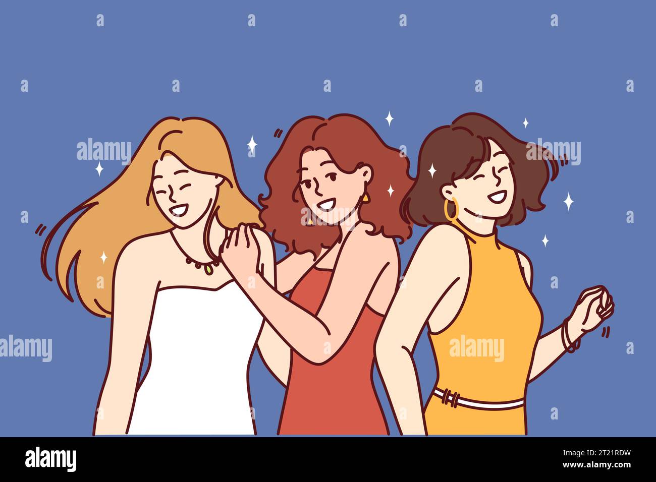 Happy girls dancing in nightclub Stock Vector Images - Alamy