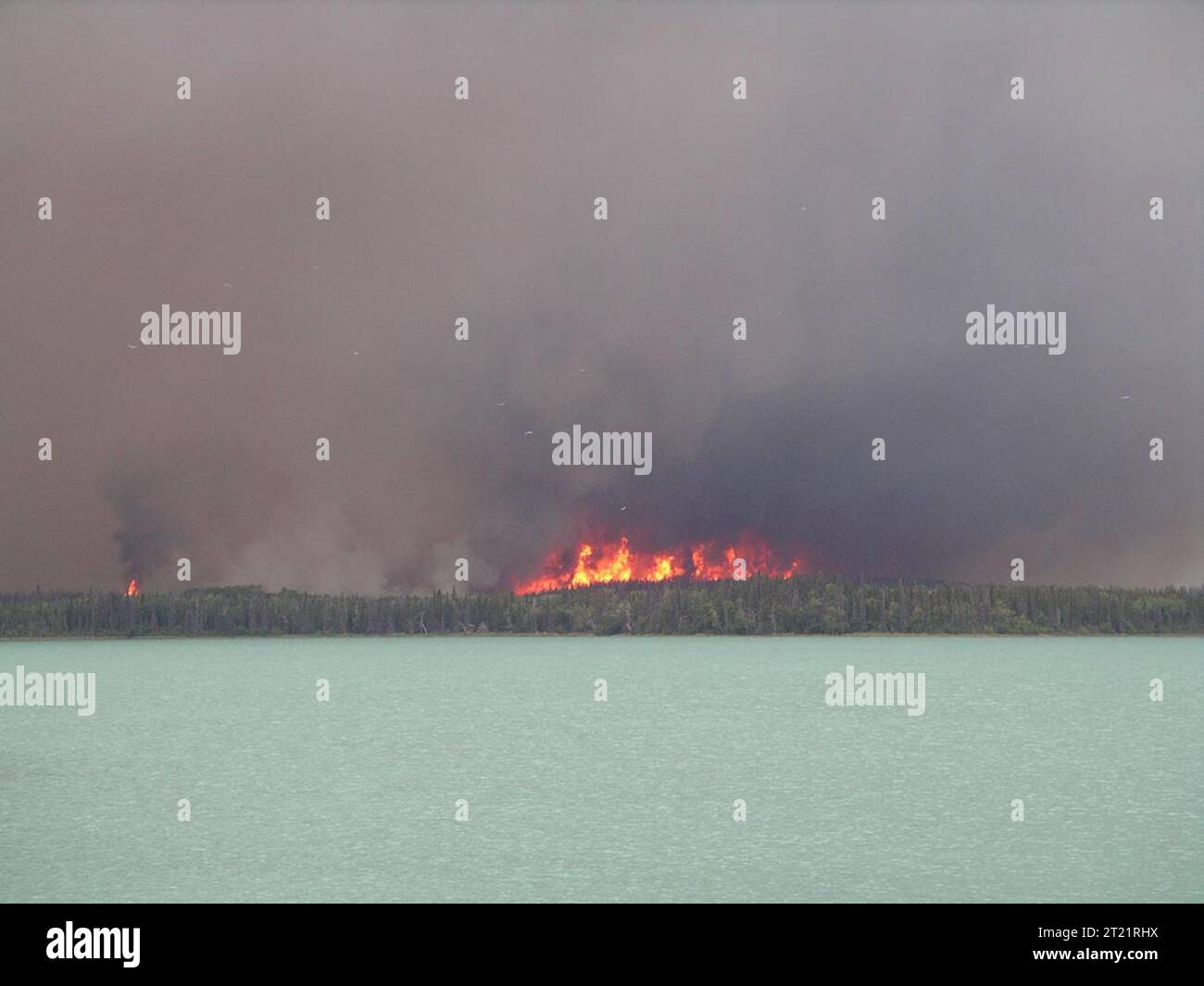 This image shows smoke rising from the King County Creek Fire. This ...