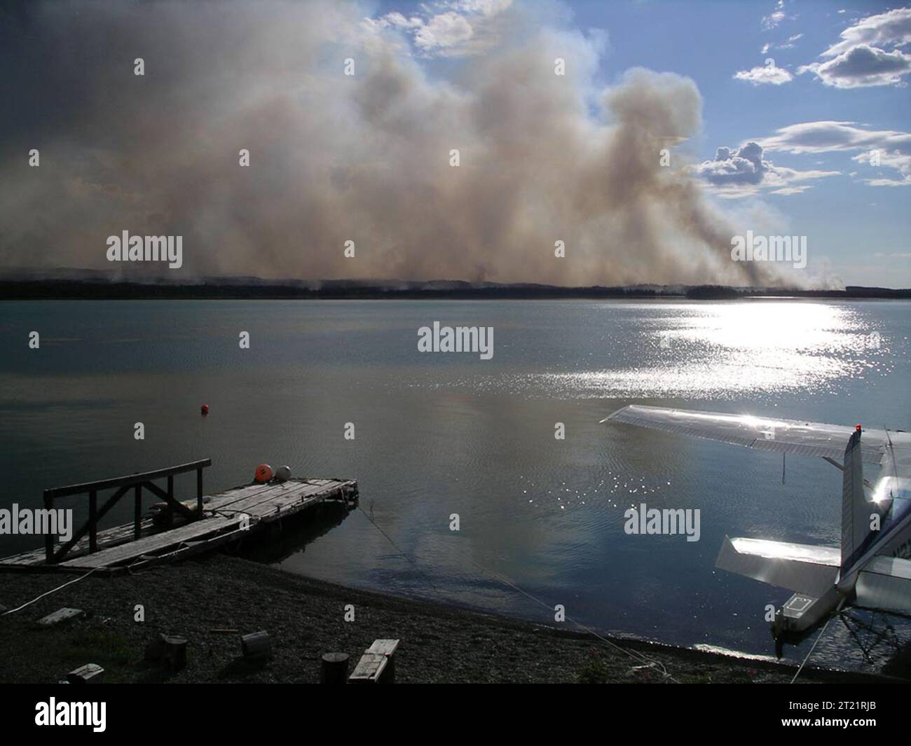 This image shows smoke rising from the King County Creek Fire at Skilak ...
