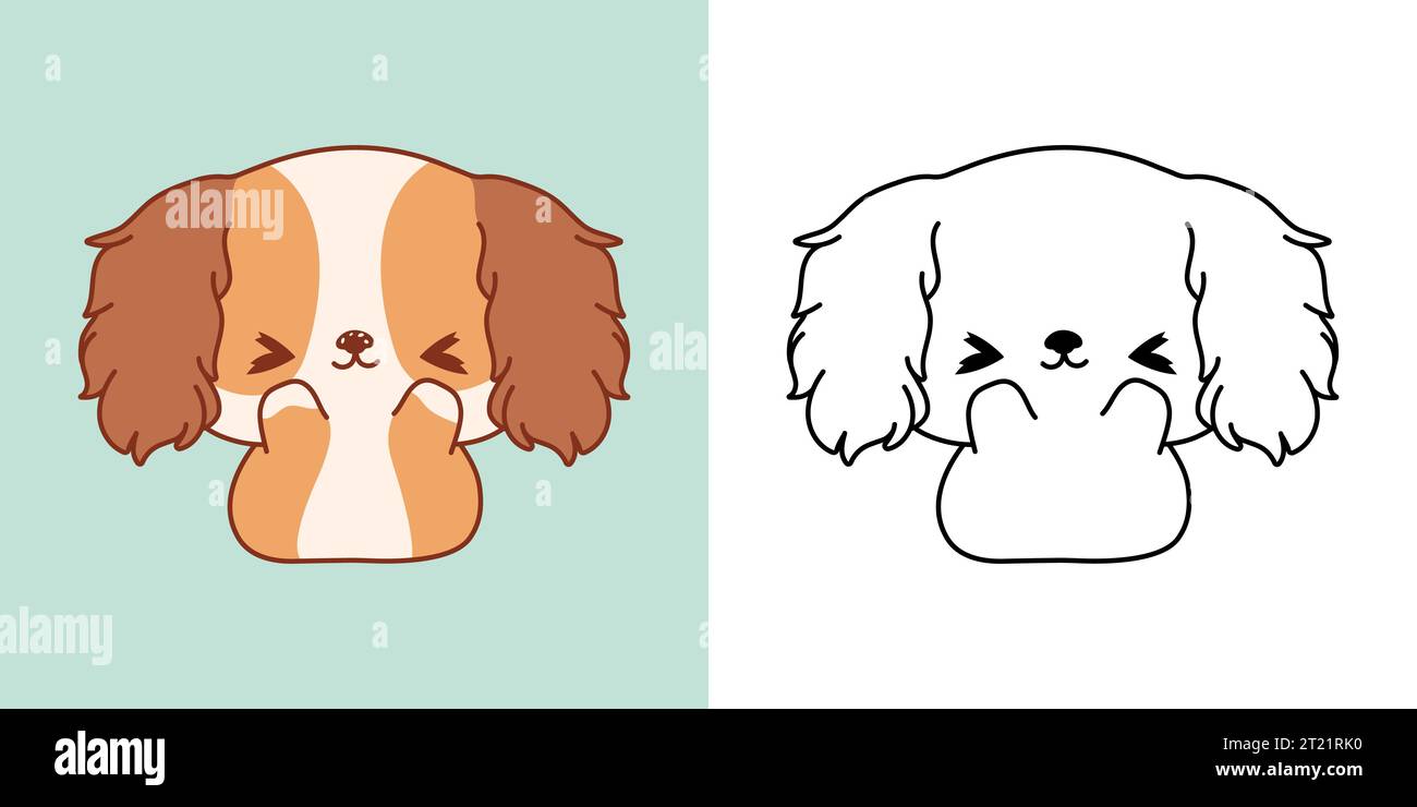 Kawaii Cocker Spaniel Puppy Clipart Multicolored and Black and White ...
