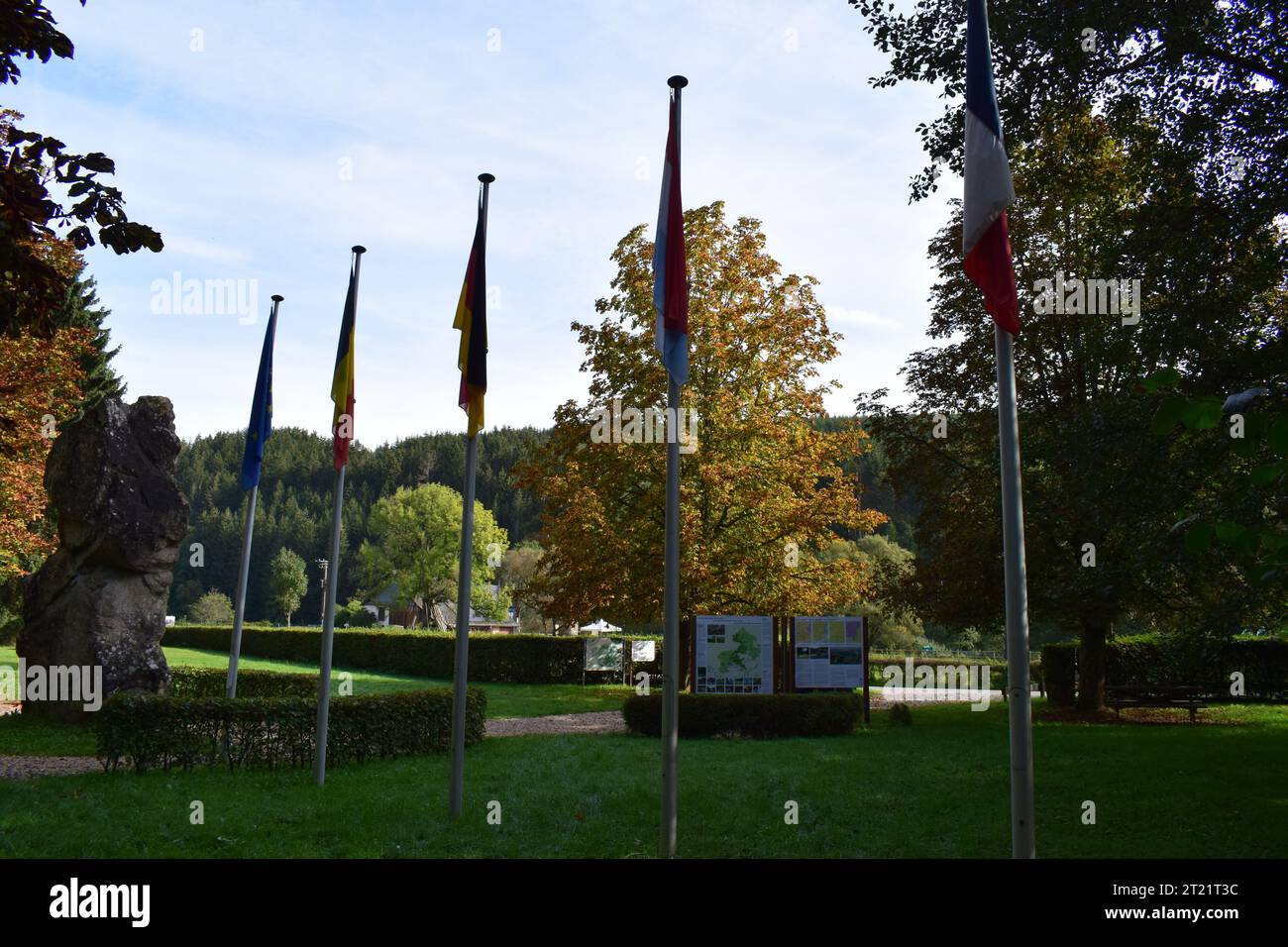 EU flags hanging down without wind Stock Photo - Alamy