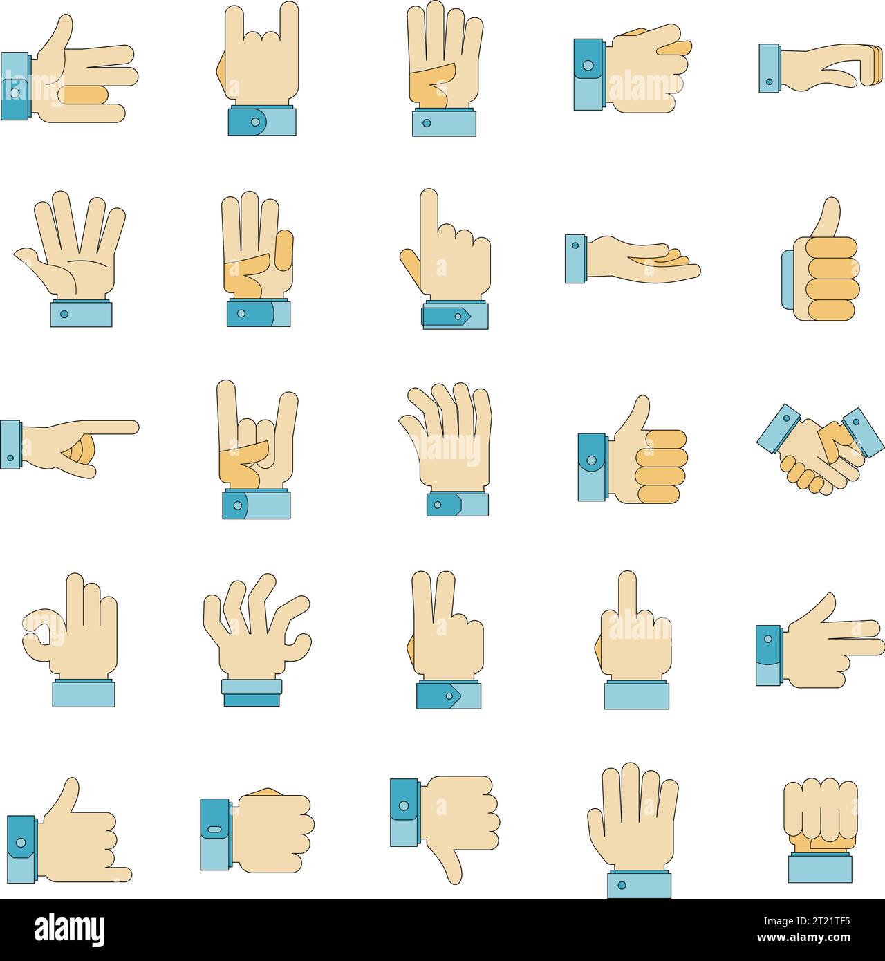 Gesture icons set. Outline illustration of 25 gesture vector icons thin ...