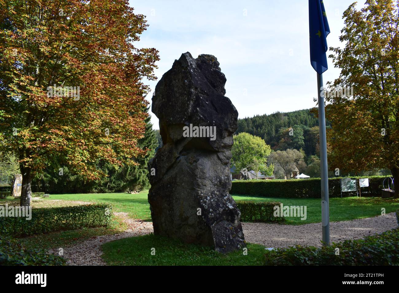 EU flags hanging down without wind Stock Photo - Alamy