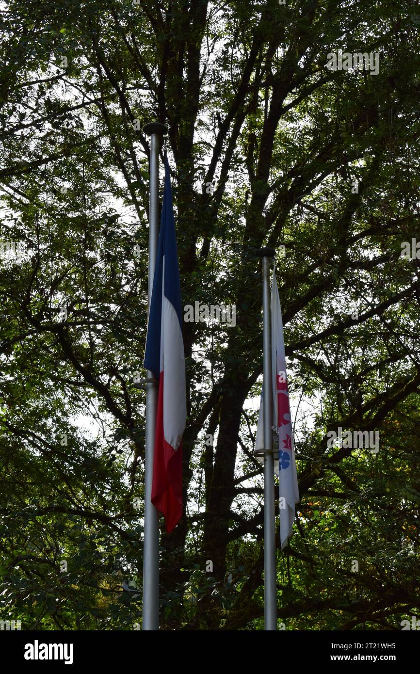 EU flags hanging down without wind Stock Photo - Alamy