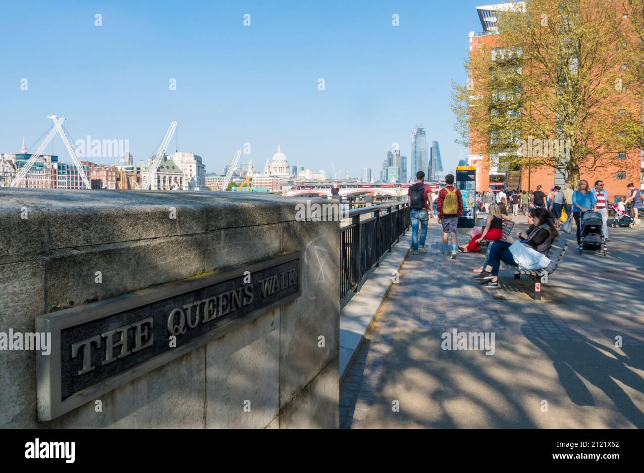 The Queen's Walk, South Bank, London Stock Photo - Alamy