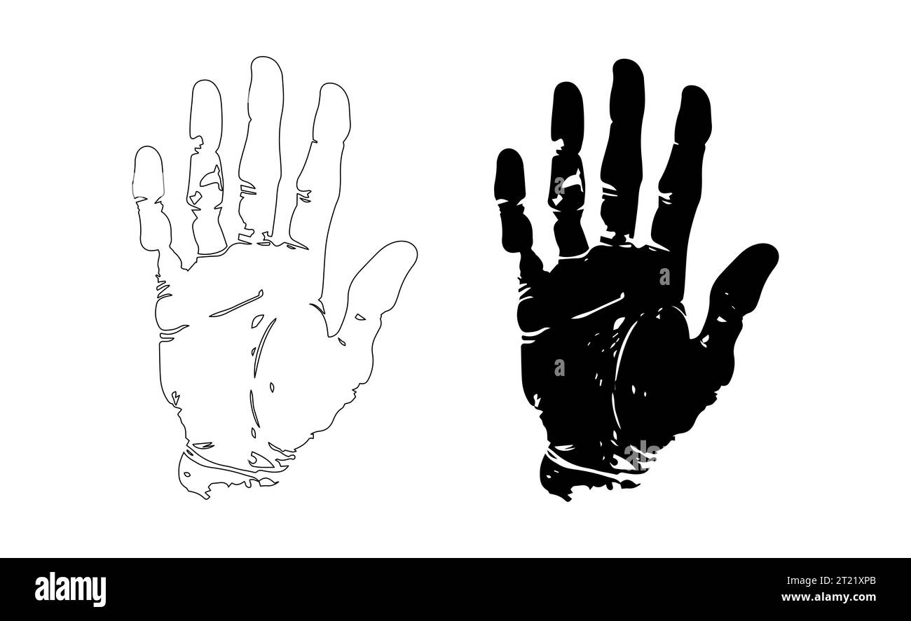 Handprint of person. Impression of man or woman hand. Silhouette ...