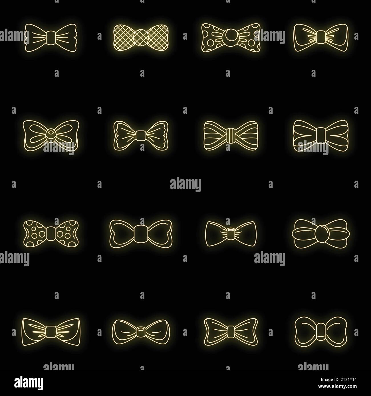 Bowtie ribbon man tuxedo icons set. Outline illustration of 16 bowtie ...