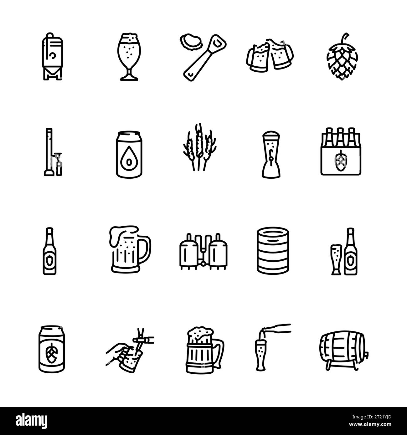 Beer and brewing black line icons set. Pictograms for web page, mobile ...