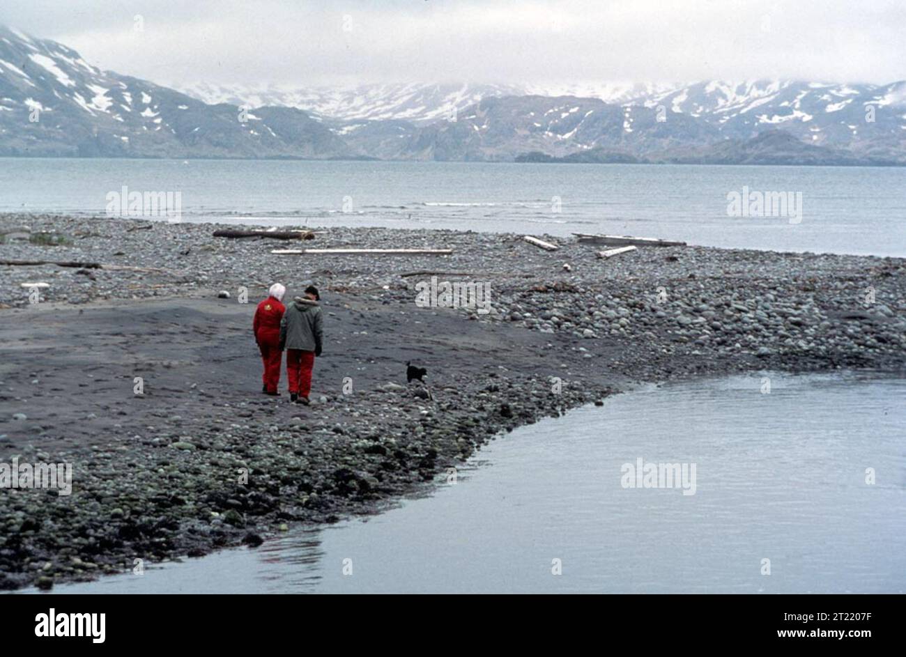 The outlet of Clam Lagoon on Adak Island in Alaska, a significant site ...