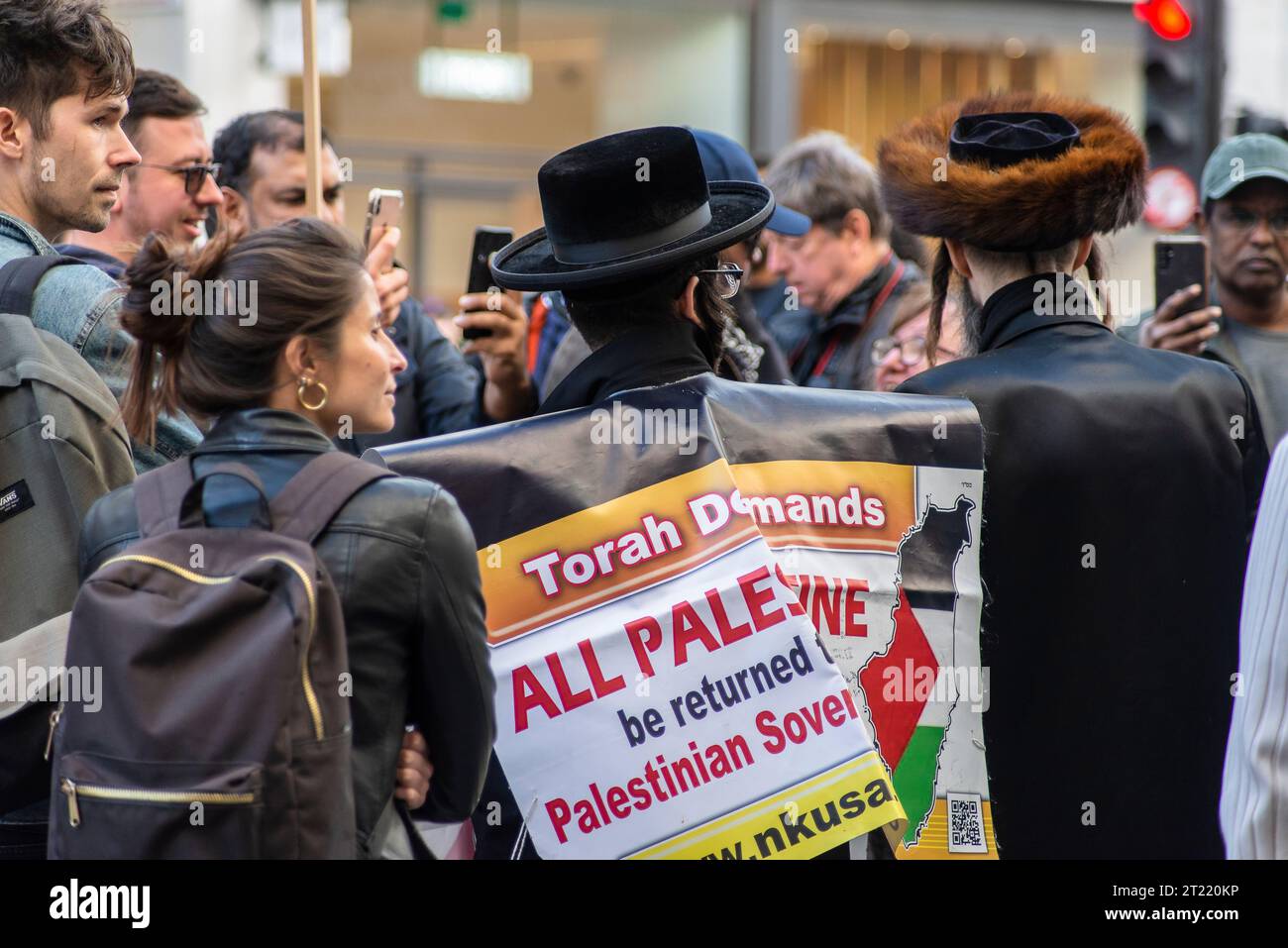 Protesters from the Orthodox Jews Against Zionism movement attend a ...
