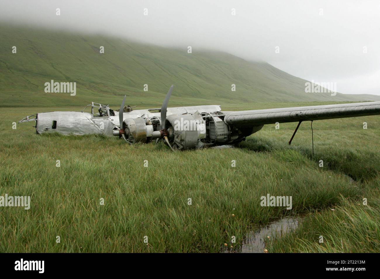 Close-up of a World War II aircraft wreck on Atka Island within the ...