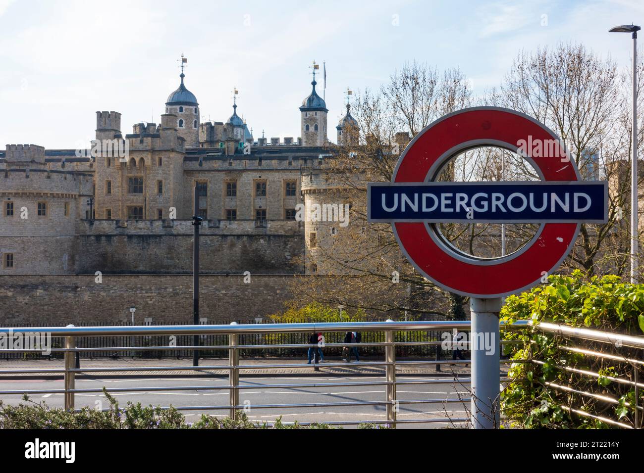 Tower Hill Station entrance sign, and the Tower of London in the ...