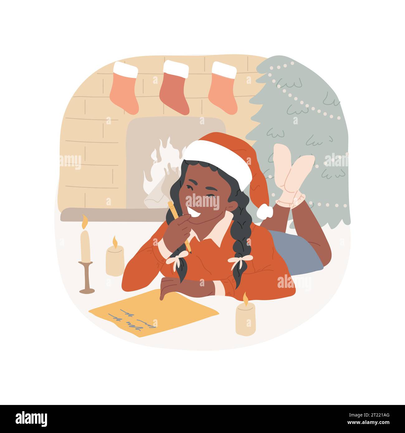 Writing letter to Santa isolated cartoon vector illustration. Smiling ...