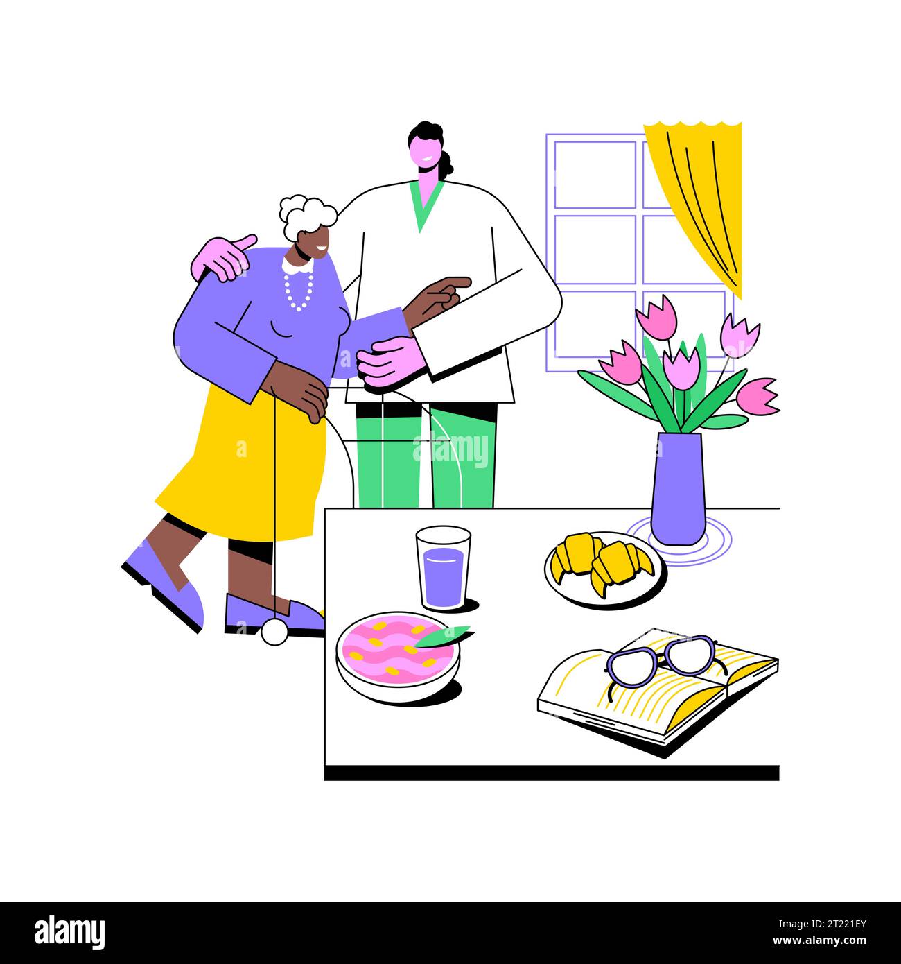 Home care service isolated cartoon vector illustrations. Caregiver ...
