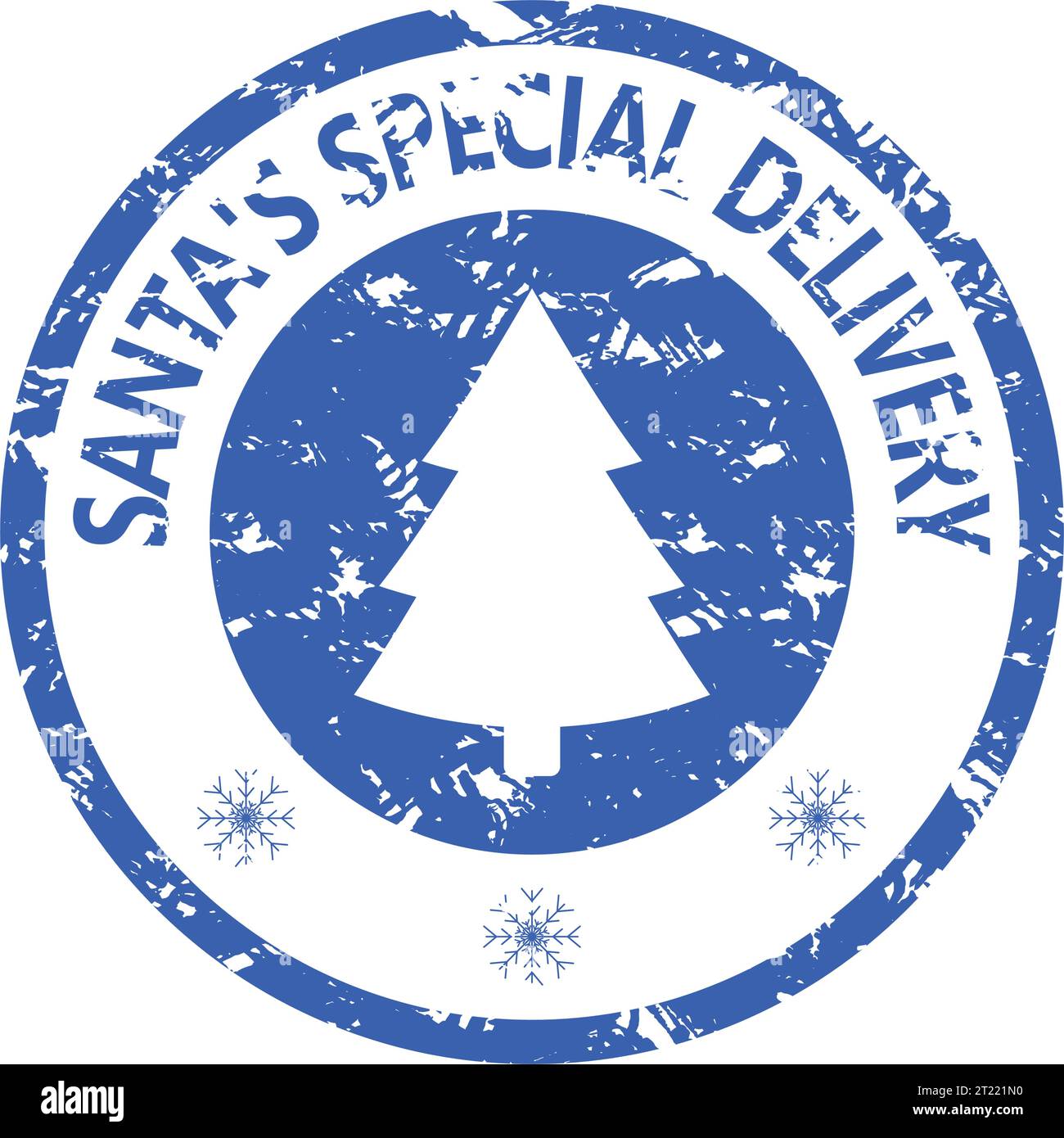 Rubber stamp texture santa special delivery with christmas tree. Vector ...