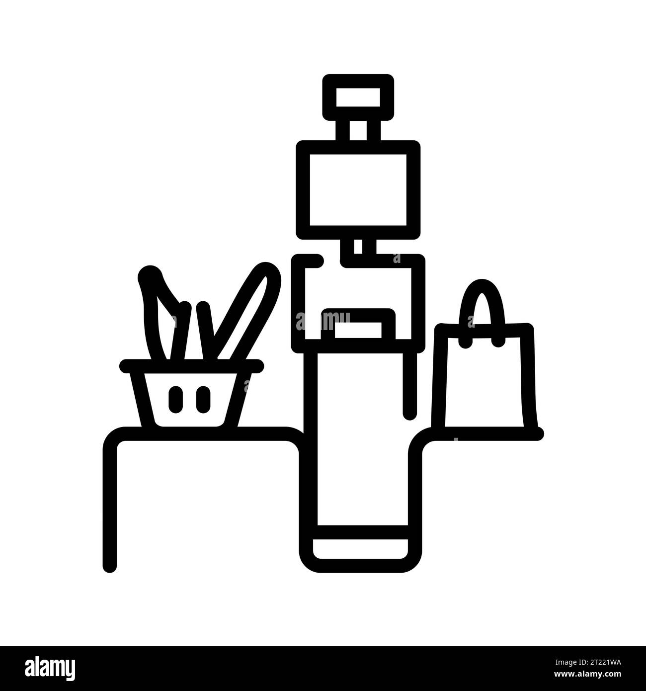 Cashier or terminal in black line icon. Self service machine. Pictogram ...