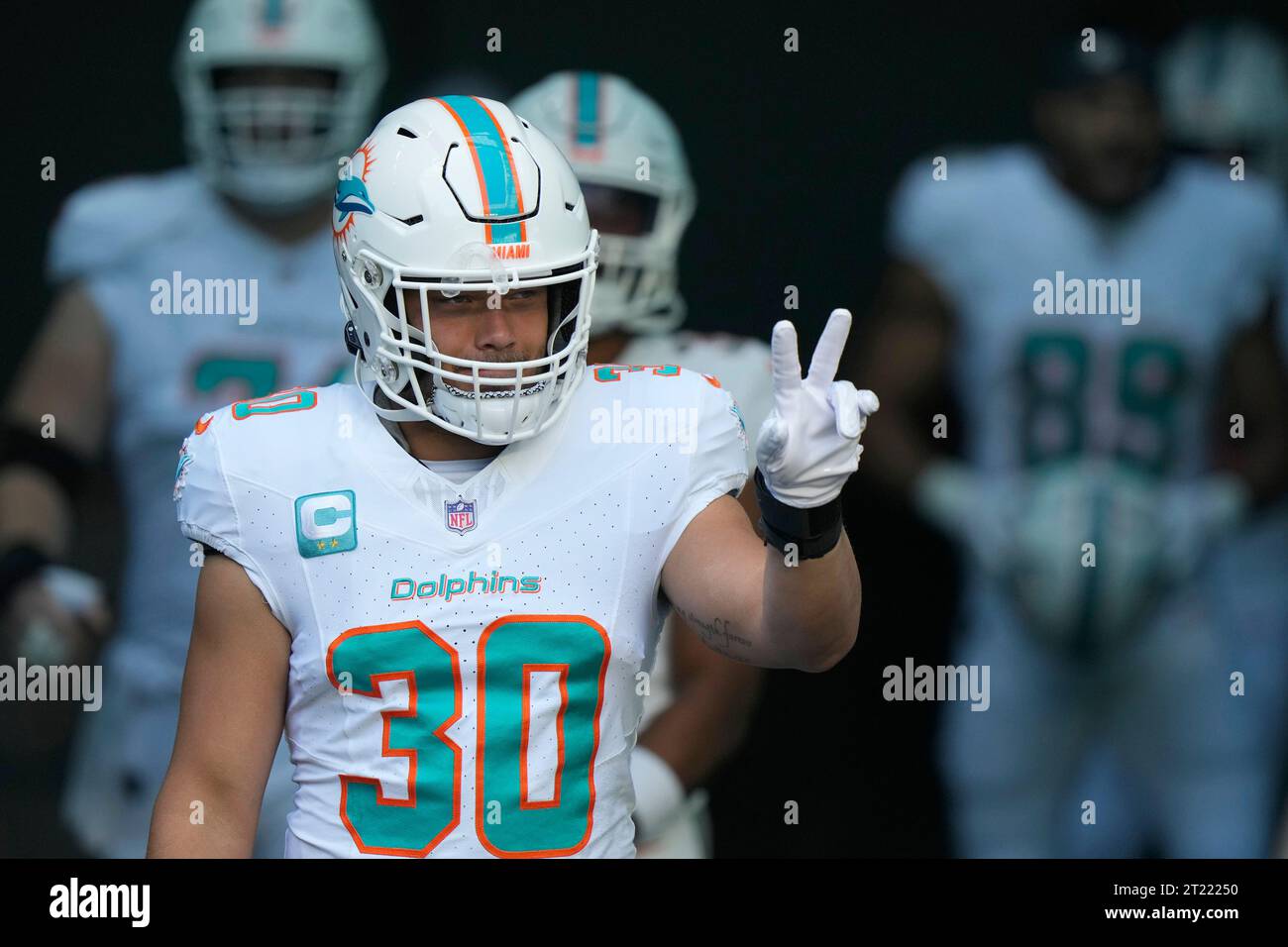 Miami Dolphins fullback Alec Ingold prepares to take the field before ...