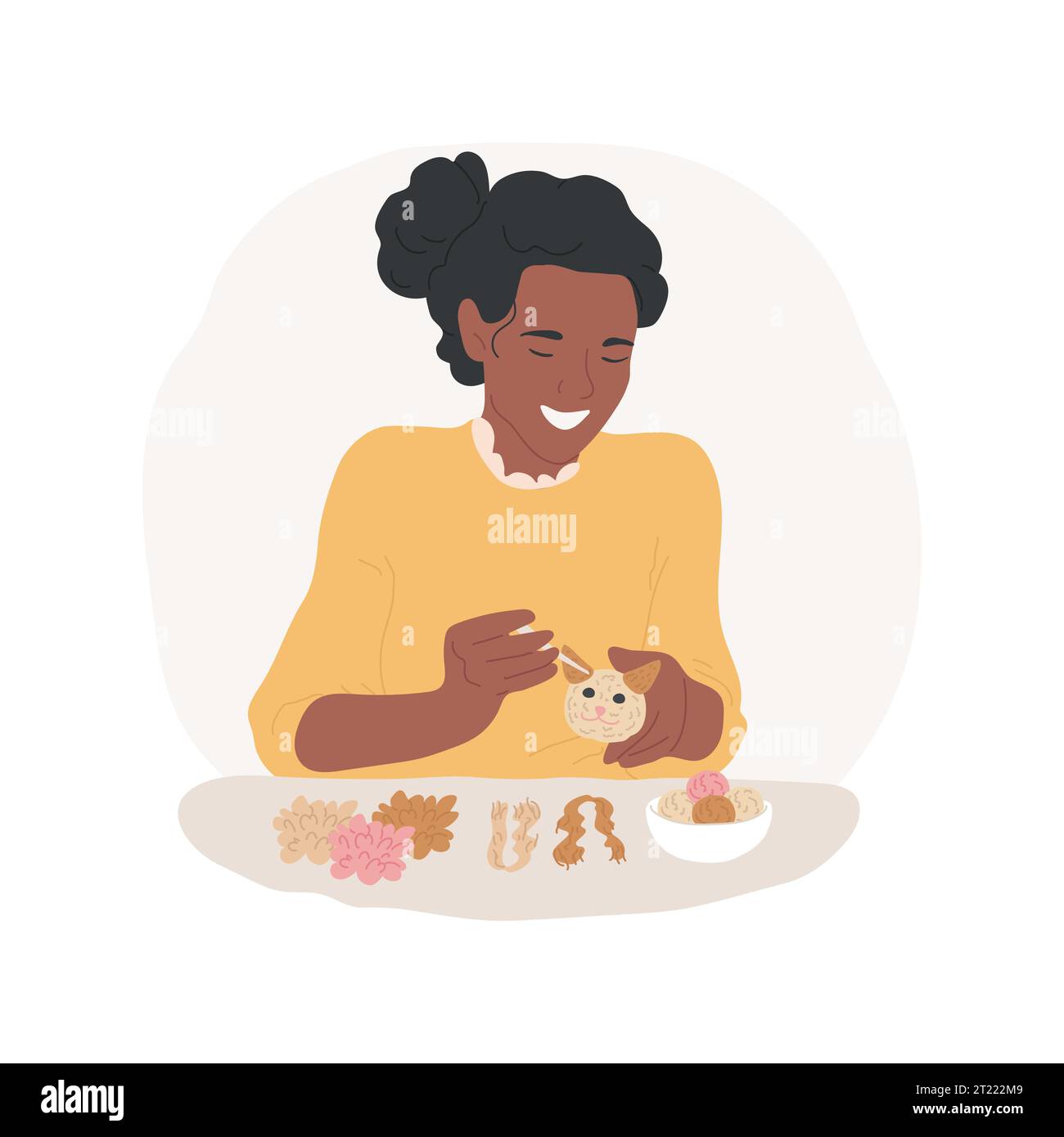 Felting isolated cartoon vector illustration. Woman making needle ...