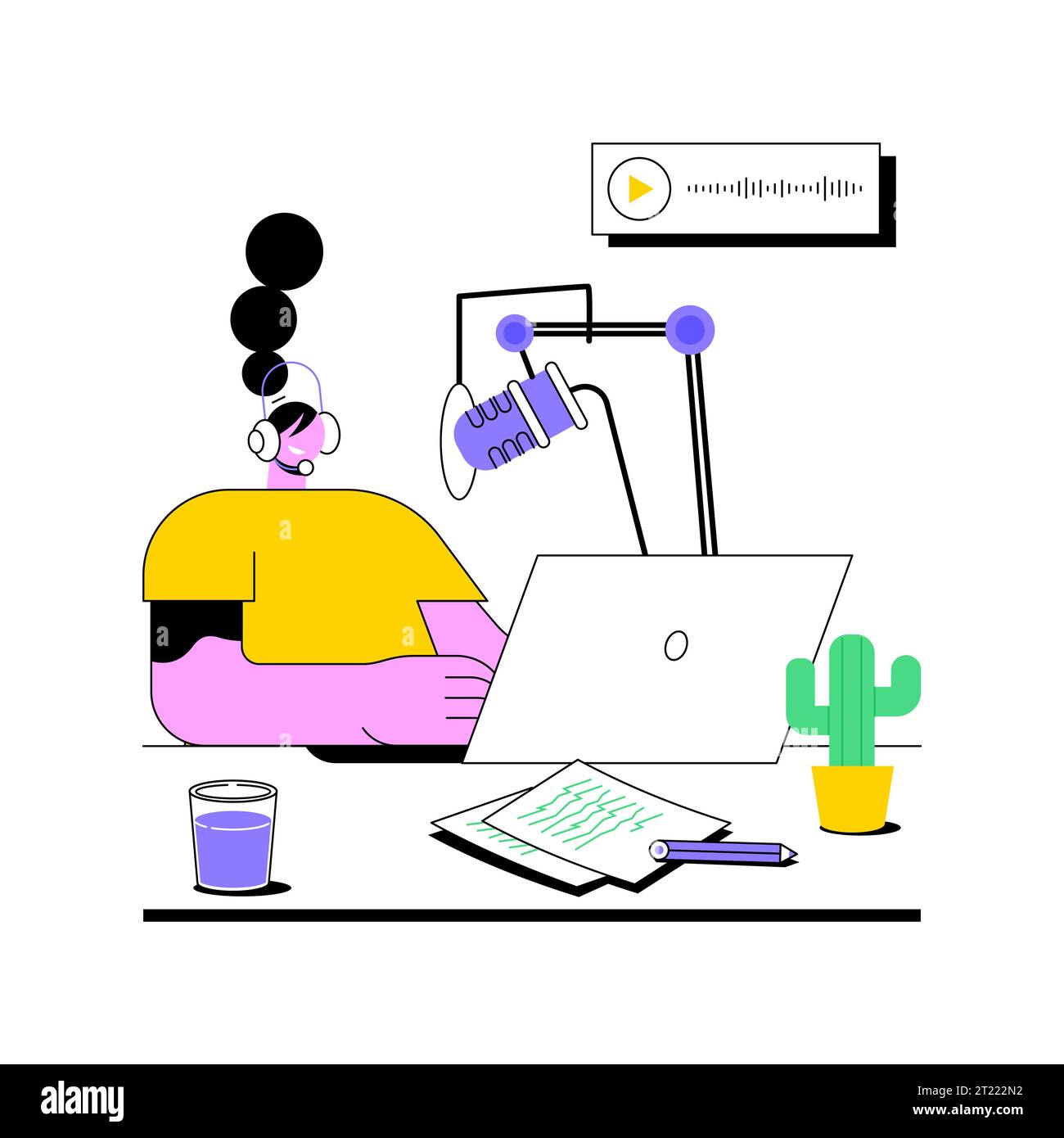 Voice-over artist isolated cartoon vector illustrations. Professional ...