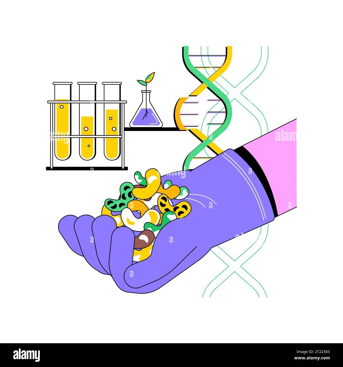 Genetically modified seeds isolated cartoon vector illustrations. Man ...