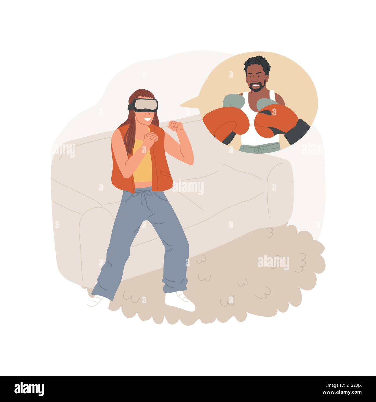 Fighting isolated cartoon vector illustration. Young teen gamer wearing ...