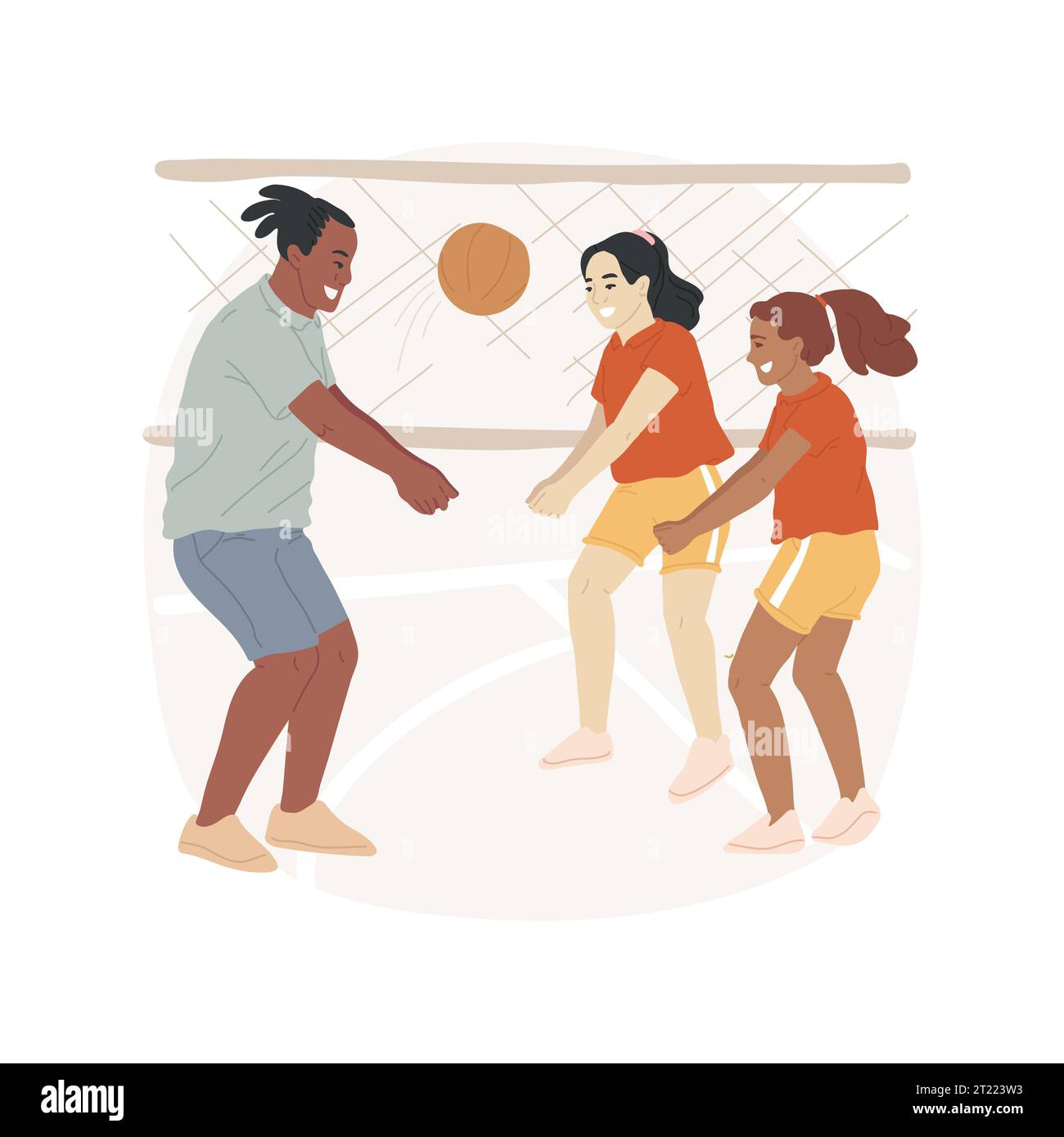 Volleyball training isolated cartoon vector illustration. Teenage ...