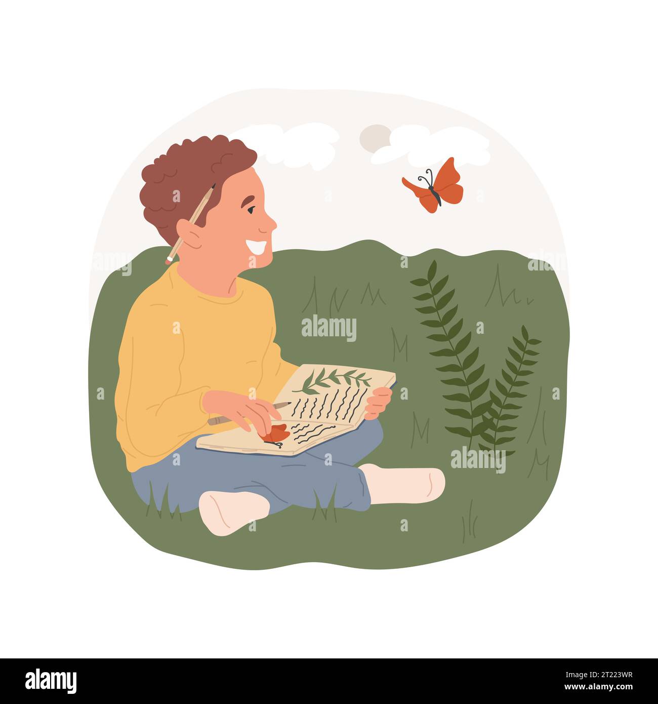 Nature journaling isolated cartoon vector illustration. Young ... Nature journaling isolated cartoon vector illustration. Young ...